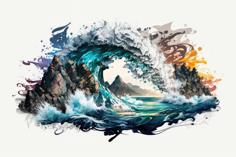 Ride the Swells on a Rock. Waves Crashing on a Rocky Coastline Stock ...