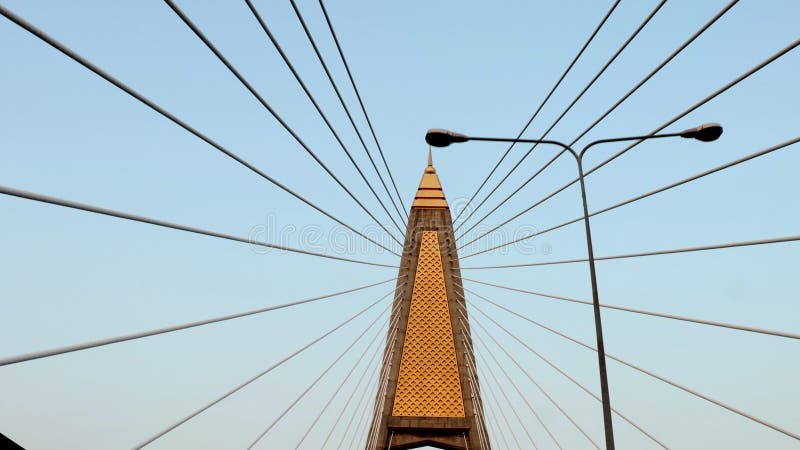A Ride Under the Supporting Tower of the Cable Bridge. Stock Video ...