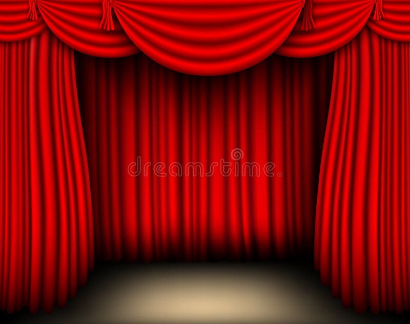 Rideau en soie rouge illustration de vecteur. Illustration du ...