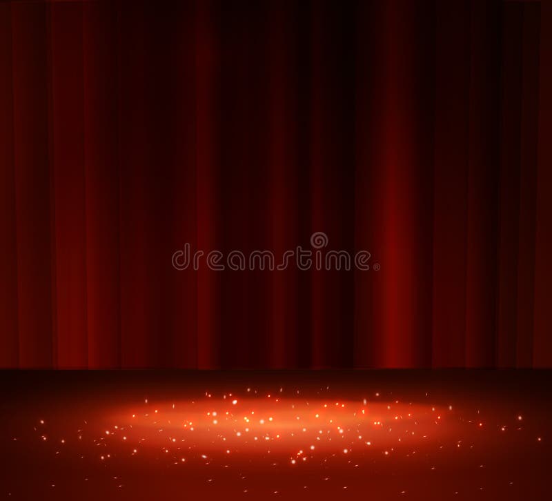 Rideau Rouge Avec Un Projecteur Illustration de Vecteur - Illustration ...
