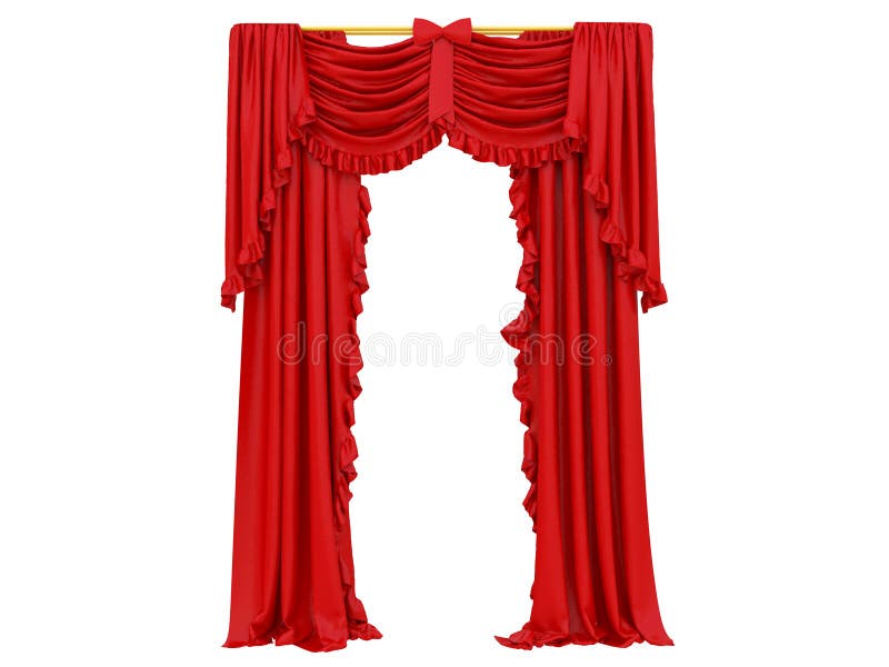 Rideau Rouge Ouvert Avec Le Fond Blanc Stock Illustrations, Vecteurs ...