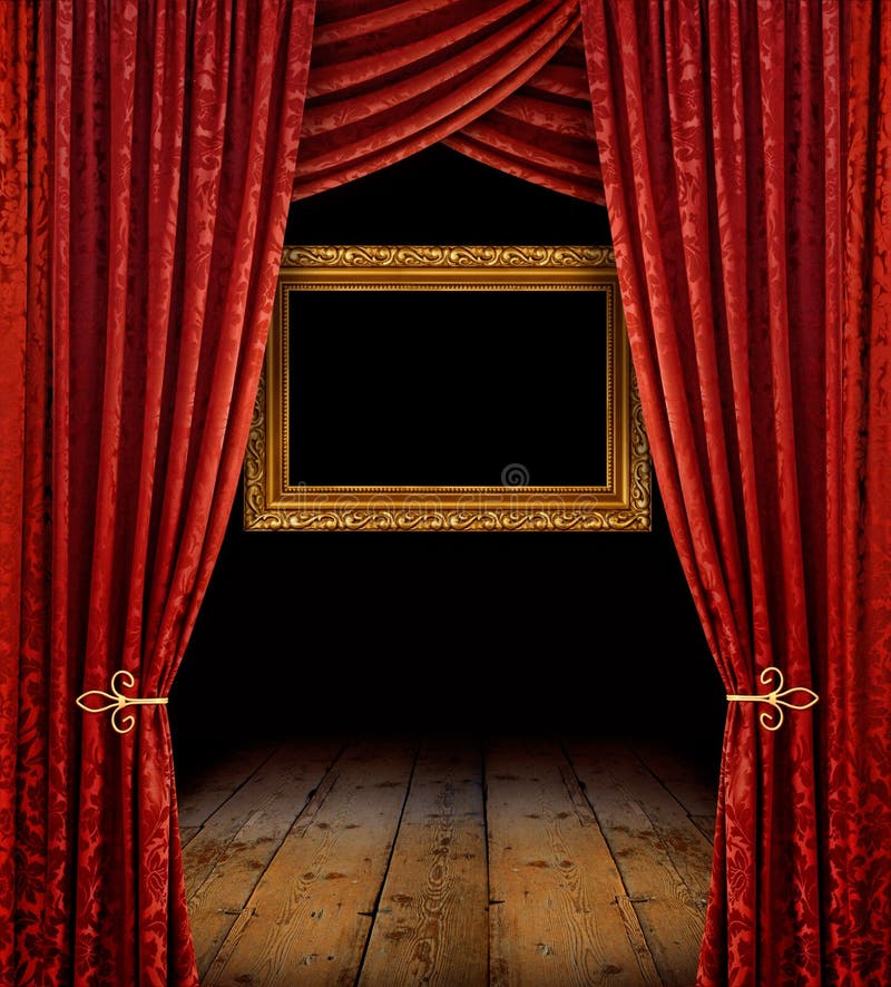 Rideaux Et Trame Rouges D'or Image stock - Image du wooden, velours ...