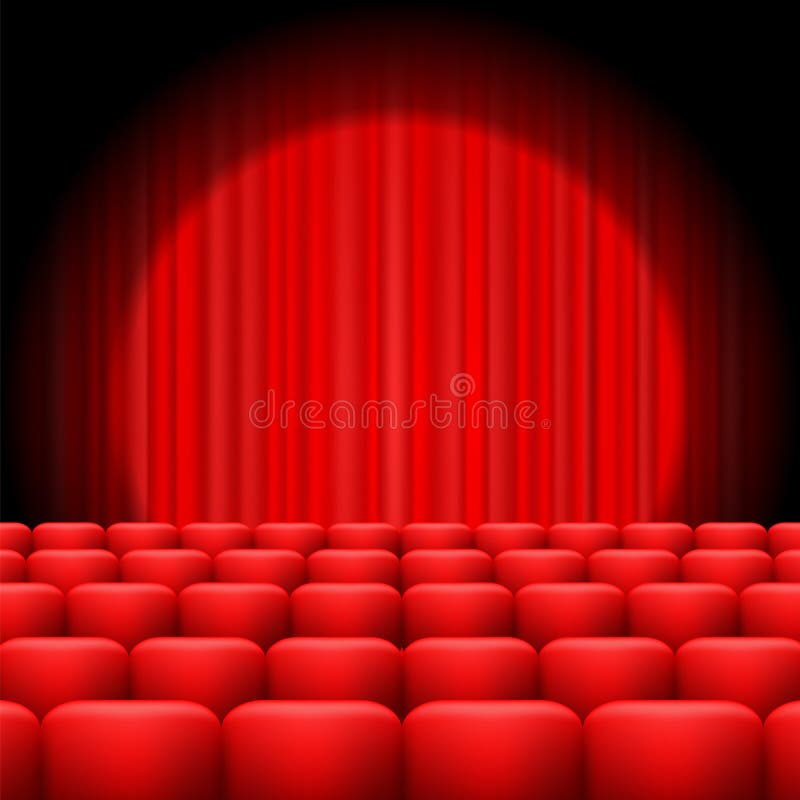 Rideaux Rouges Avec Le Projecteur Illustration de Vecteur ...