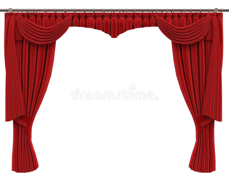 Rideaux Rouges D'isolement Sur Le Fond Blanc Illustration Stock ...