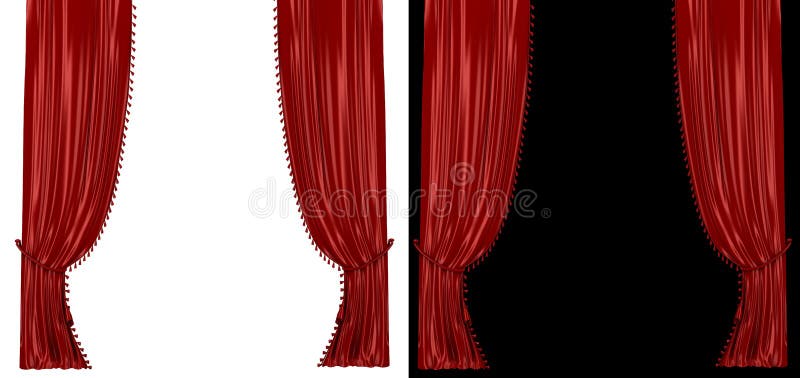 Rideaux Rouges Sur Un Fond Noir Et Blanc Illustration Stock ...