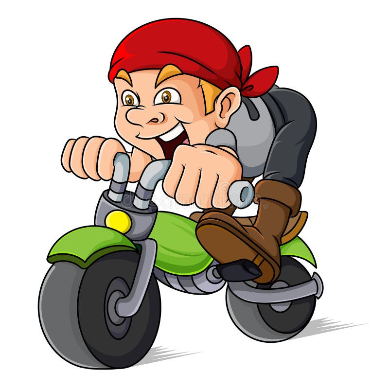 The Rider Boy Driving the Motor Brutally Stock Vector - Illustration of ...