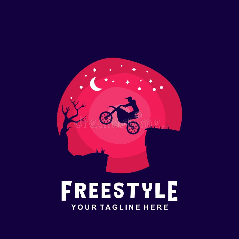 Rider Do Freestyle in the Night Stock Illustration - Illustration of ...
