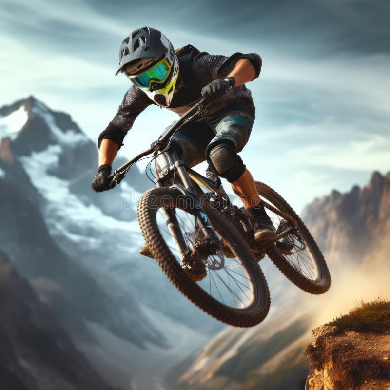 Rider Going Fast when Downhill Mountain Bike Stock Illustration ...