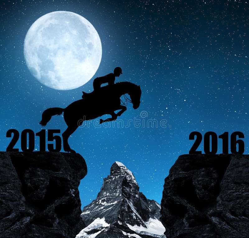 Horse Jumping into the New Year 2015 Stock Photo - Image of celebration ...