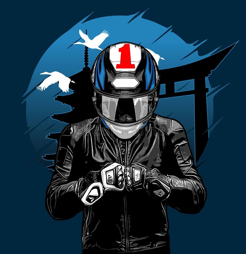 Rider and japanese art stock vector. Illustration of sketch - 264118345