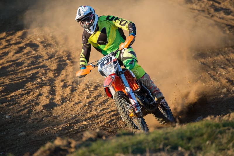 Rider during Motocross Race Stock Photo - Image of silhouette, freedom ...