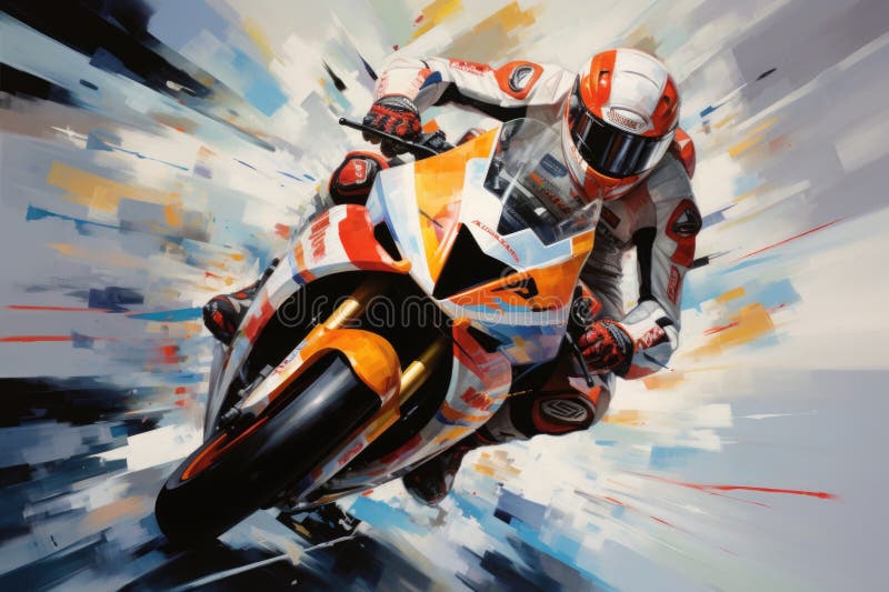 A Rider on a Motorcycle during the Race. Drawing Stock Illustration ...
