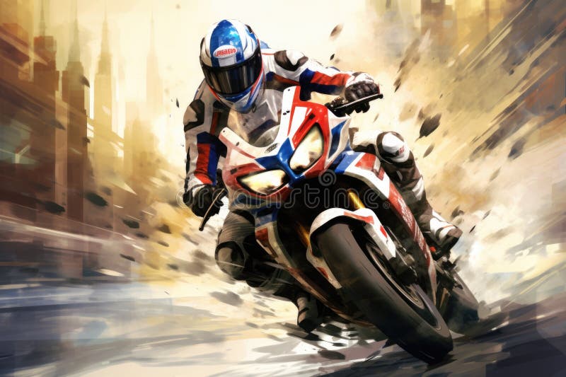 A Rider on a Motorcycle during the Race. Drawing Stock Illustration ...