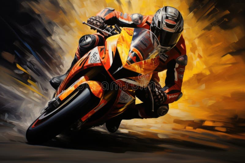 A Rider on a Motorcycle during the Race. Drawing Stock Illustration ...