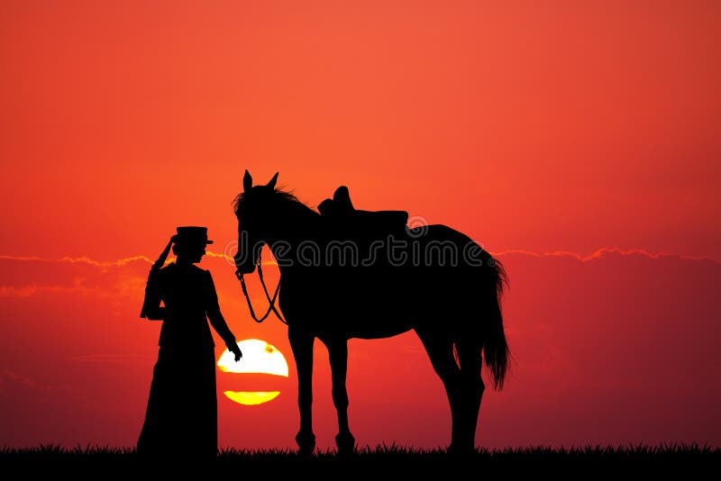 Sunset Rider on Cliff stock illustration. Illustration of arizona - 2273115