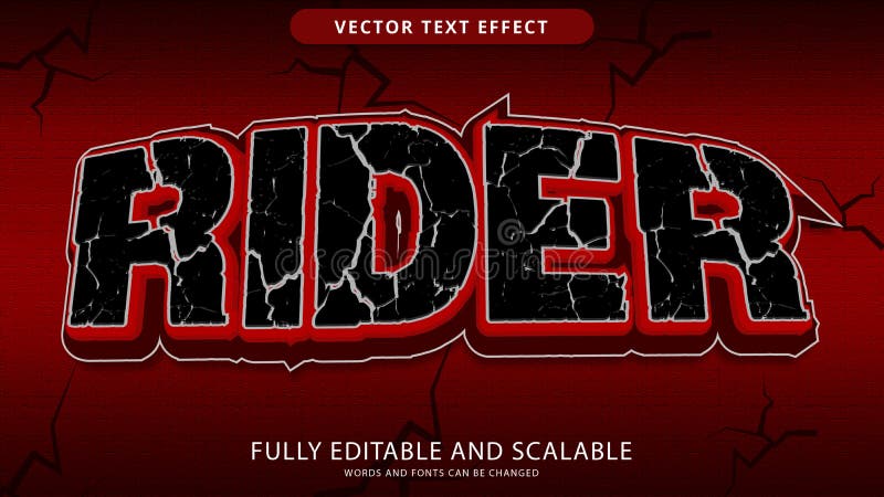 Rider Text Effect Editable Eps File Stock Vector - Illustration of ...
