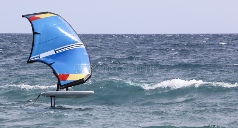 Rider on a Wind Foil Board, Surf the Waves Stock Image - Image of ...