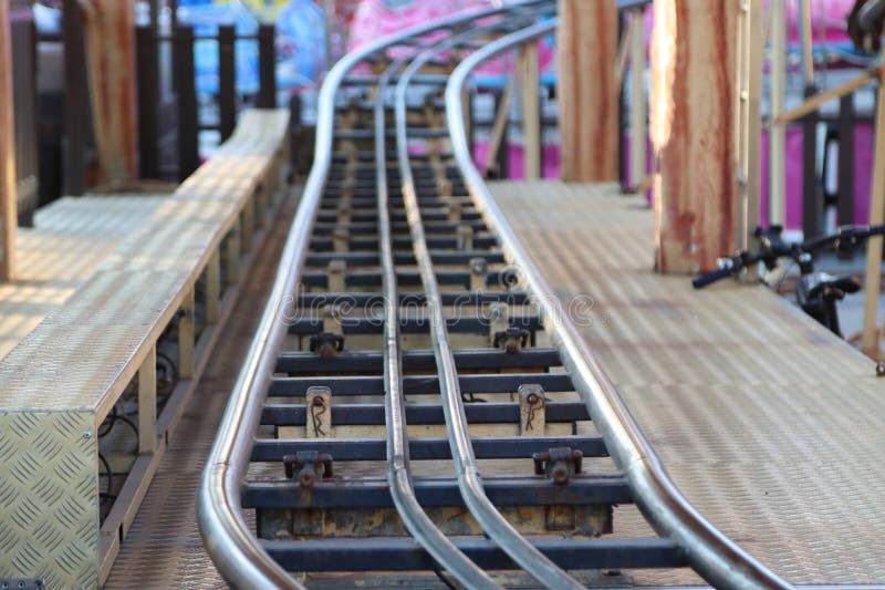 Rides Amusement Park Train Rails- Stock Photo - Image of ride ...