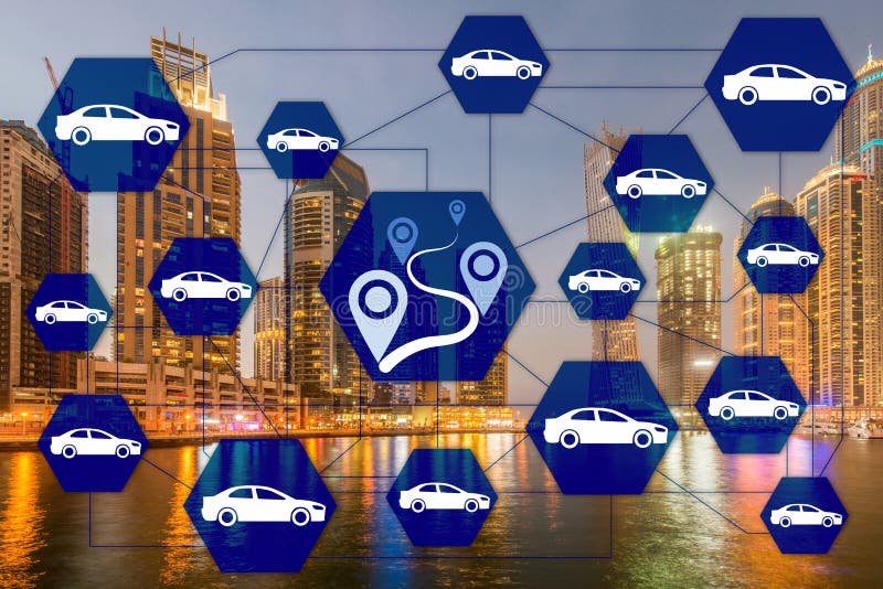 The Ridesharing and Carpooling Concept in the City Stock Photo - Image ...