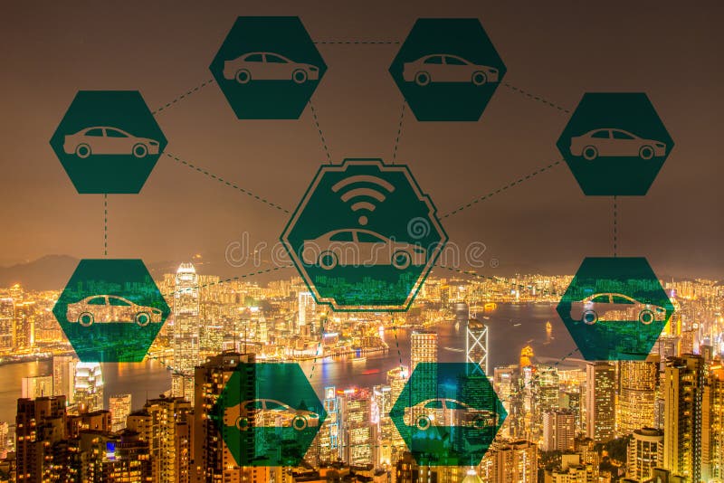 The Ridesharing and Carpooling Concept in the City Stock Image - Image ...