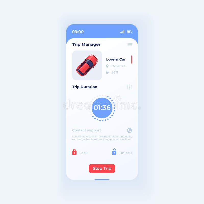 Ridesharing Smartphone Interface Vector Template Stock Vector ...