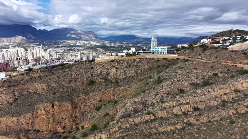 Cliff Edge with Scattered Modern Structures, Panoramic City View from ...