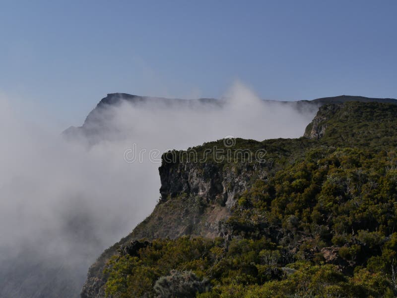 On the Ridge of the Mountain, To Grand Benare, Reunion Stock Image ...