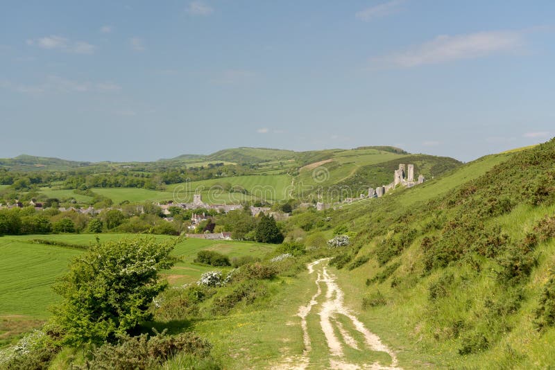 Ridge Path Above Corfe Castle Stock Image - Image of england, hike ...
