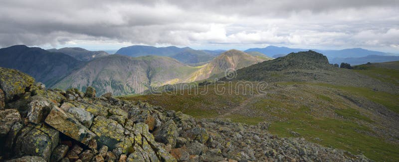 The Ridge from Scafell To Scafell Pike Stock Image - Image of blue ...