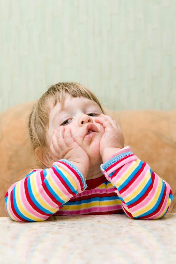 Ridiculous Thinking Little Girl Stock Photo - Image of happiness ...