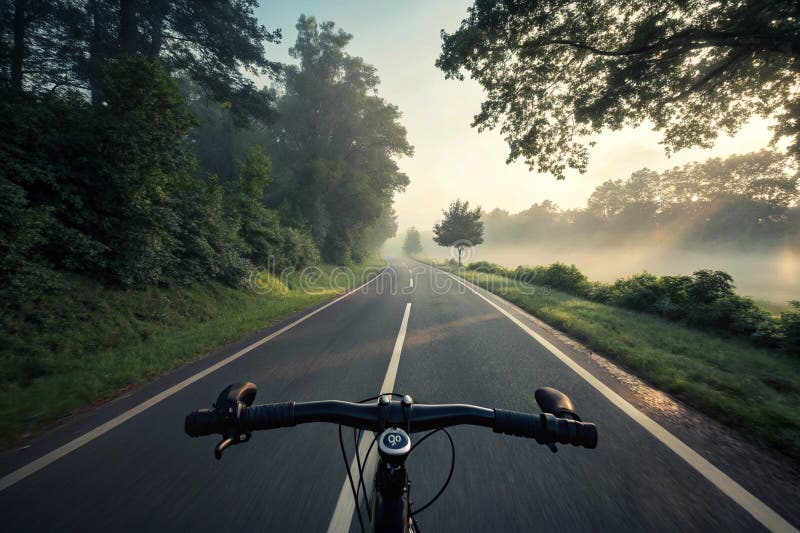 Riding a Bicycle on a Clean Road, First-person Perspective, Soft ...