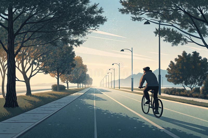 Riding a Bicycle on a Clean Road, First-person Perspective, Soft ...