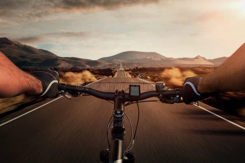 Riding a Bicycle on an Empty Road Stock Photo - Image of endless ...