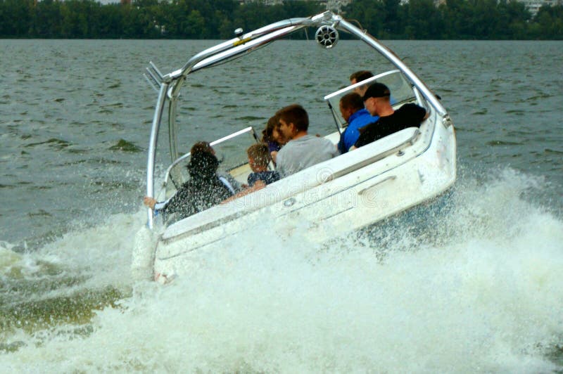 Riding a Boat on the River, in the Passable Weather. Editorial Stock ...