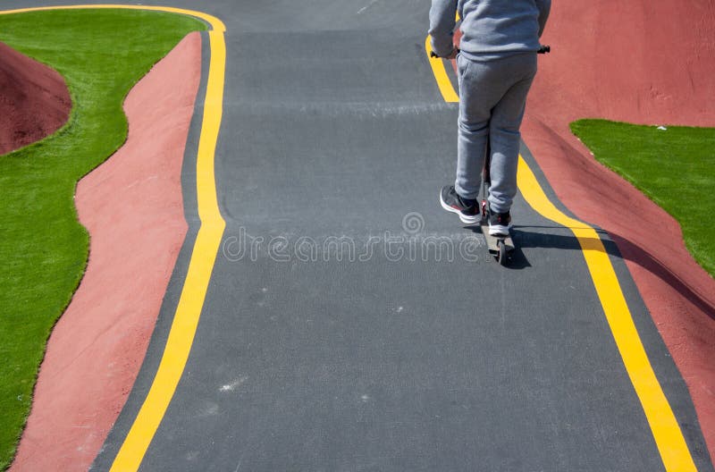 Riding through a Bumpy Road on a Pump Track Stock Image - Image of ...