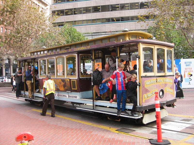 Riding cable car, SF editorial photo. Image of attractions - 63696406