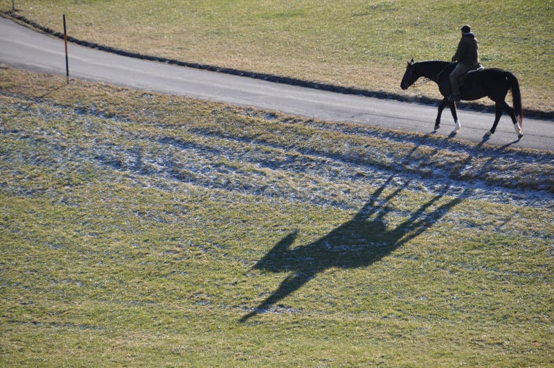 Riding a horse stock image. Image of frost, walk, meadow - 83426647