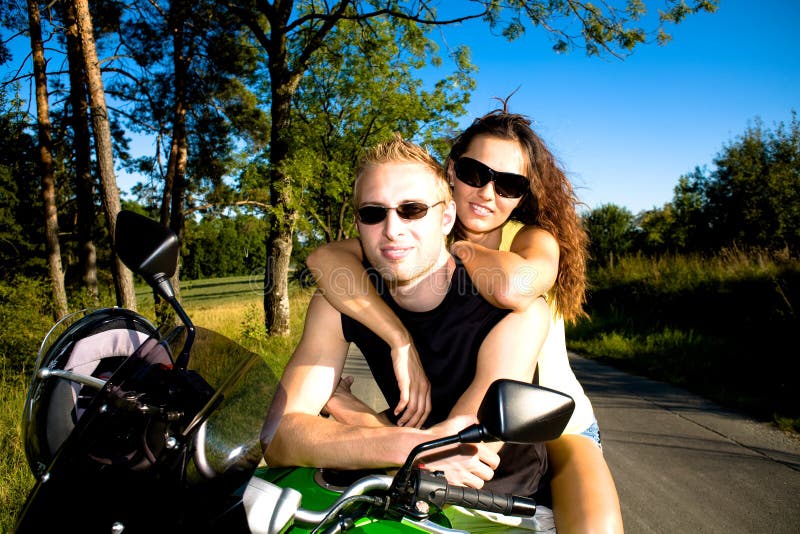 Motorcycle Duo stock image. Image of excited, female, bike - 2508477