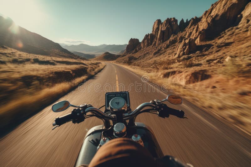 Riding Motorcycle Scenic Road Speed. Generate Ai Stock Illustration ...