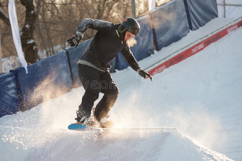 Riding Snowboard in Gorky Park Editorial Stock Image - Image of cold ...