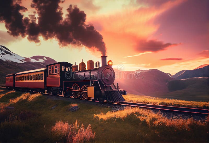 Riding the Train through Vibrant Scenery. AI Generated Stock ...