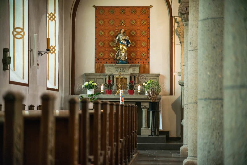 Rieden Germany 15.04.2018 the Interior of a Simple Church with Empty ...