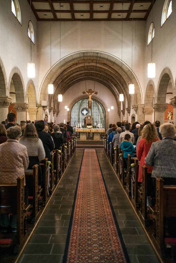 Rieden Germany 15.04.2018 Priest Holding Church Service in Front of ...