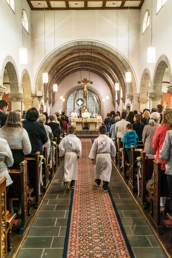 Rieden Germany 15.04.2018 Priest Holding Church Service in Front of ...