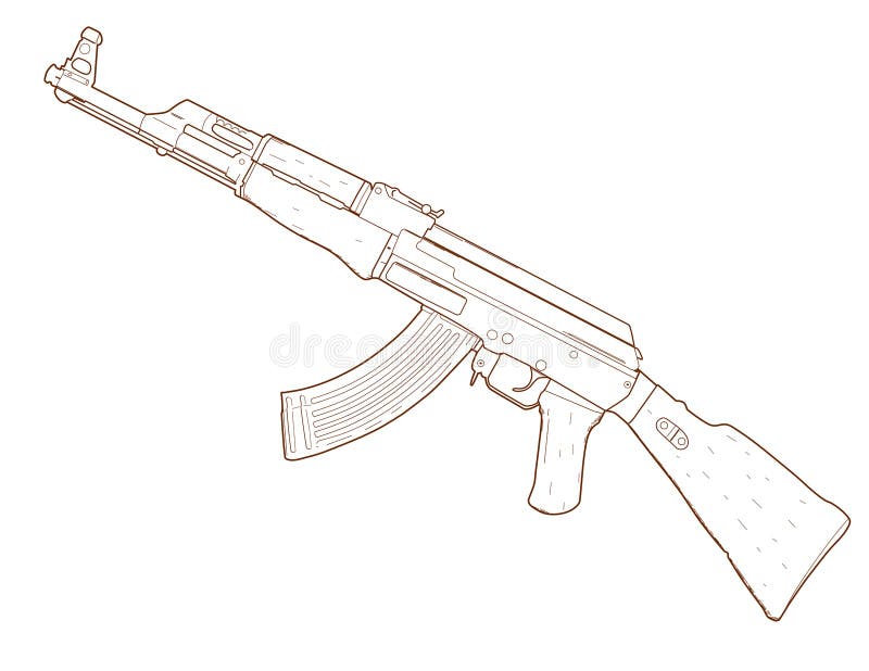 Rifle AK 47. stock illustration. Illustration of fighter - 33594553