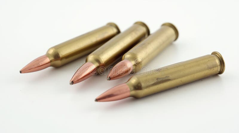 Rifle Ammunition Bullets Isolated on White Background Stock ...