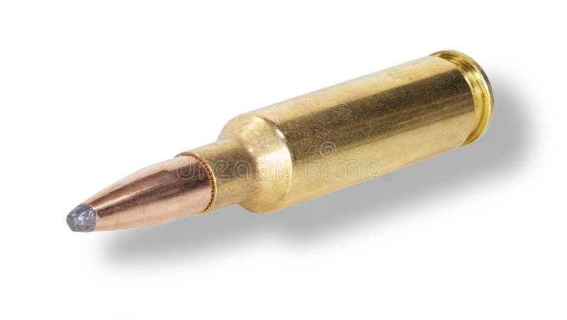 Rifle Ammunition on White with Drop Shadow Stock Image - Image of ...