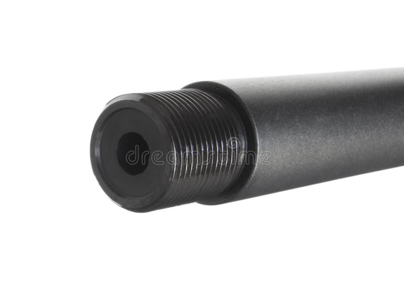 Threaded barrel on a rifle stock image. Image of threads - 204496129