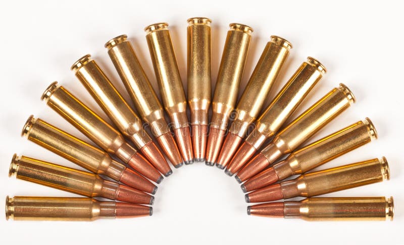 Rifle Bullets Packed in a Half Circle Stock Photo - Image of bullets ...