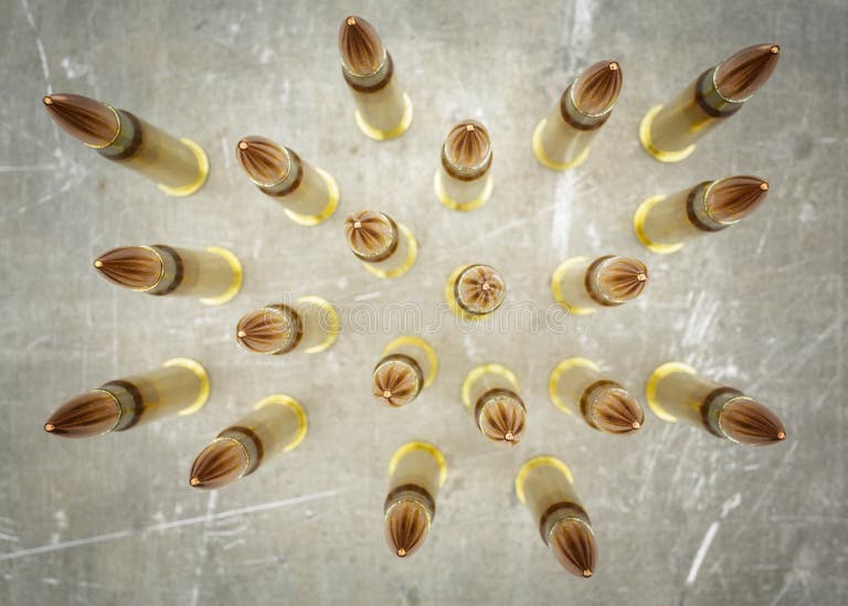 Rifle Bullets Top View Looking Down Stock Image - Image of army, hunt ...